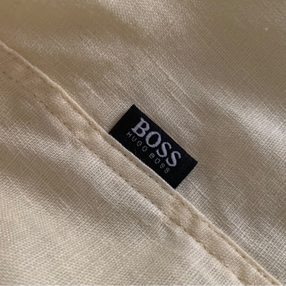 Hugo Boss | Shirts | Hugo Boss Mens Yellow Linen Dress Shirt Medium ...